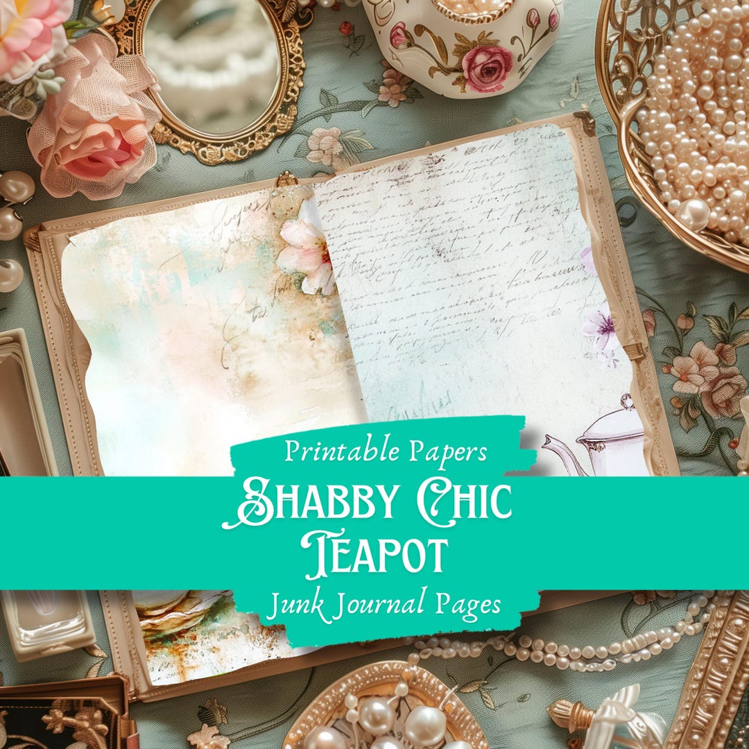 Shabby Chic Teapot Junk Journal Kit: Printable Ephemera (digital ...
