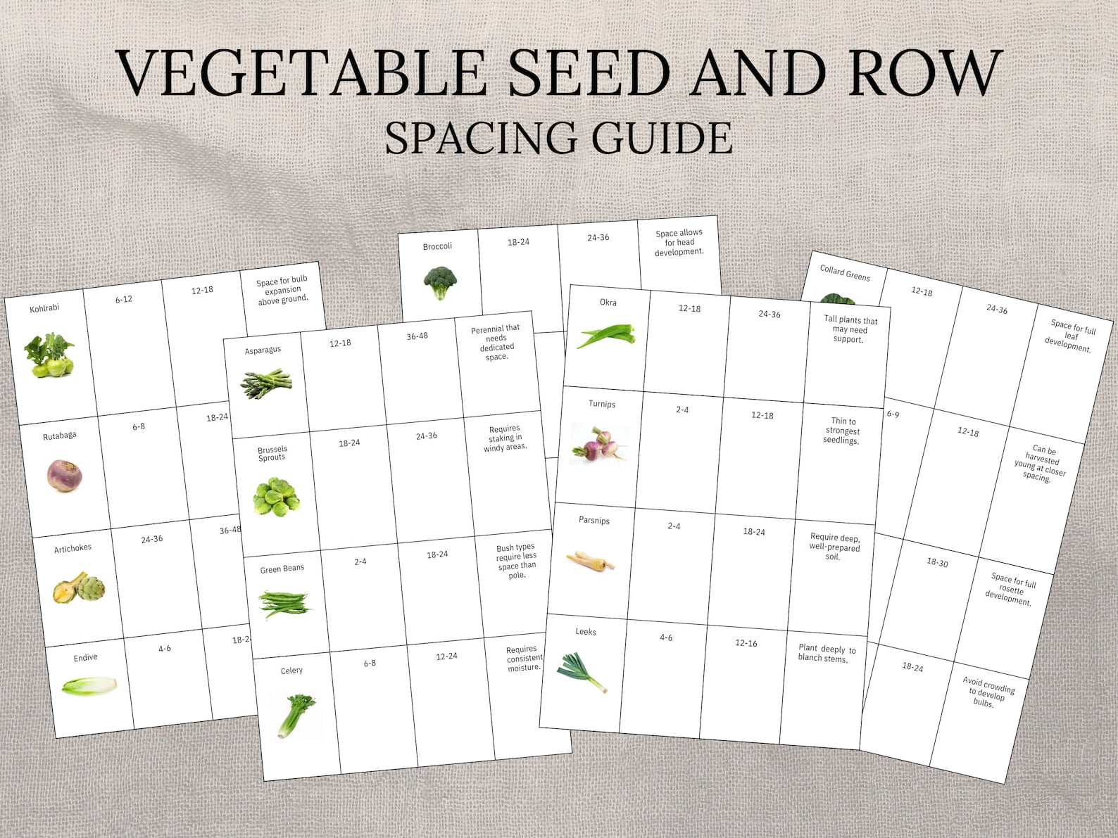 Vegetable Plant and Seed Spacing Guide, Printable Garden Planner ...