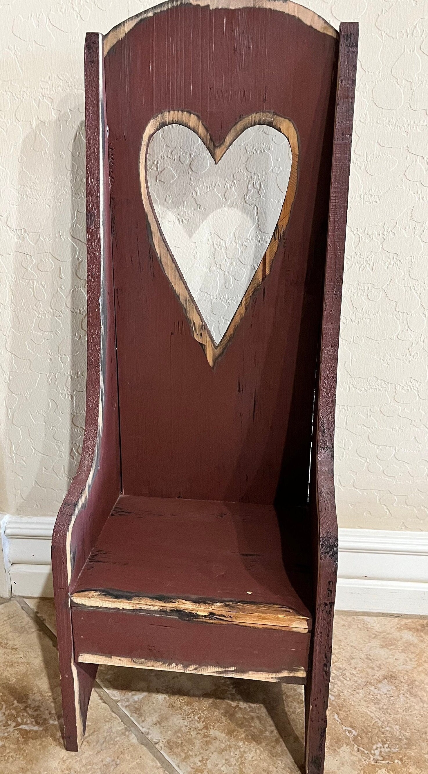 Vintage Wood High Back Doll Size Chair With Americana Pillow - Etsy