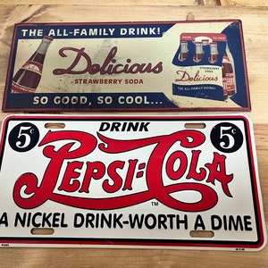 2 Vintage Tin Soda Signs Rare - Etsy