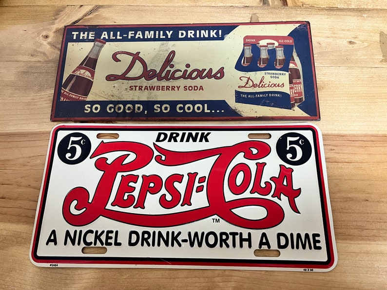 2 Vintage Tin Soda Signs Rare - Etsy