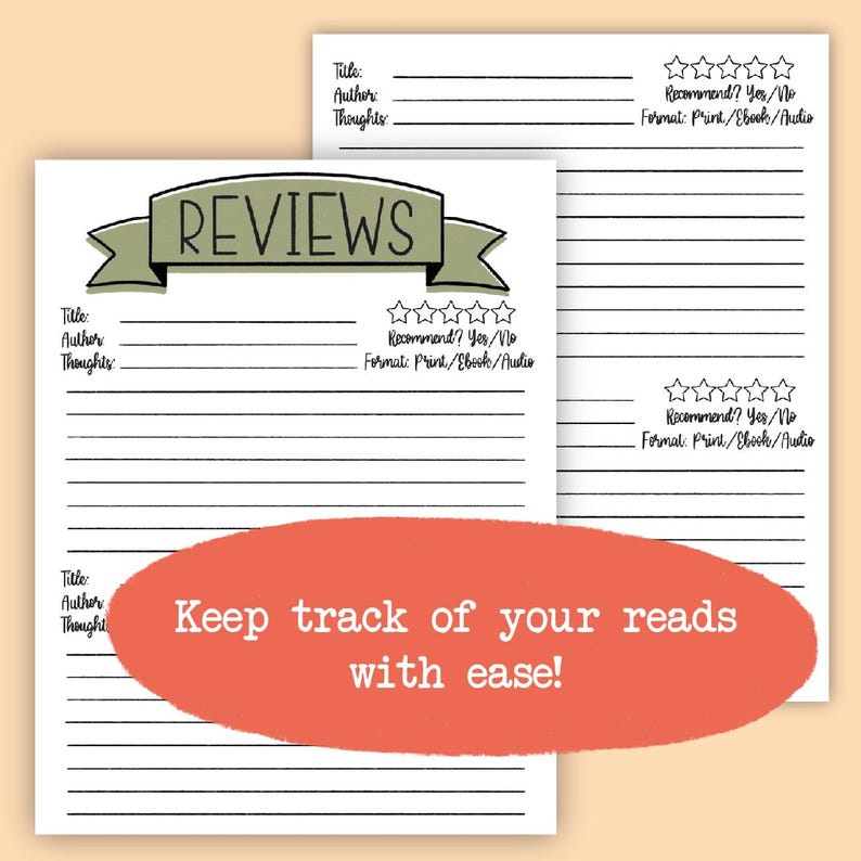 Book Review Template Printable, Reading Log, Reading Journal, Reading ...