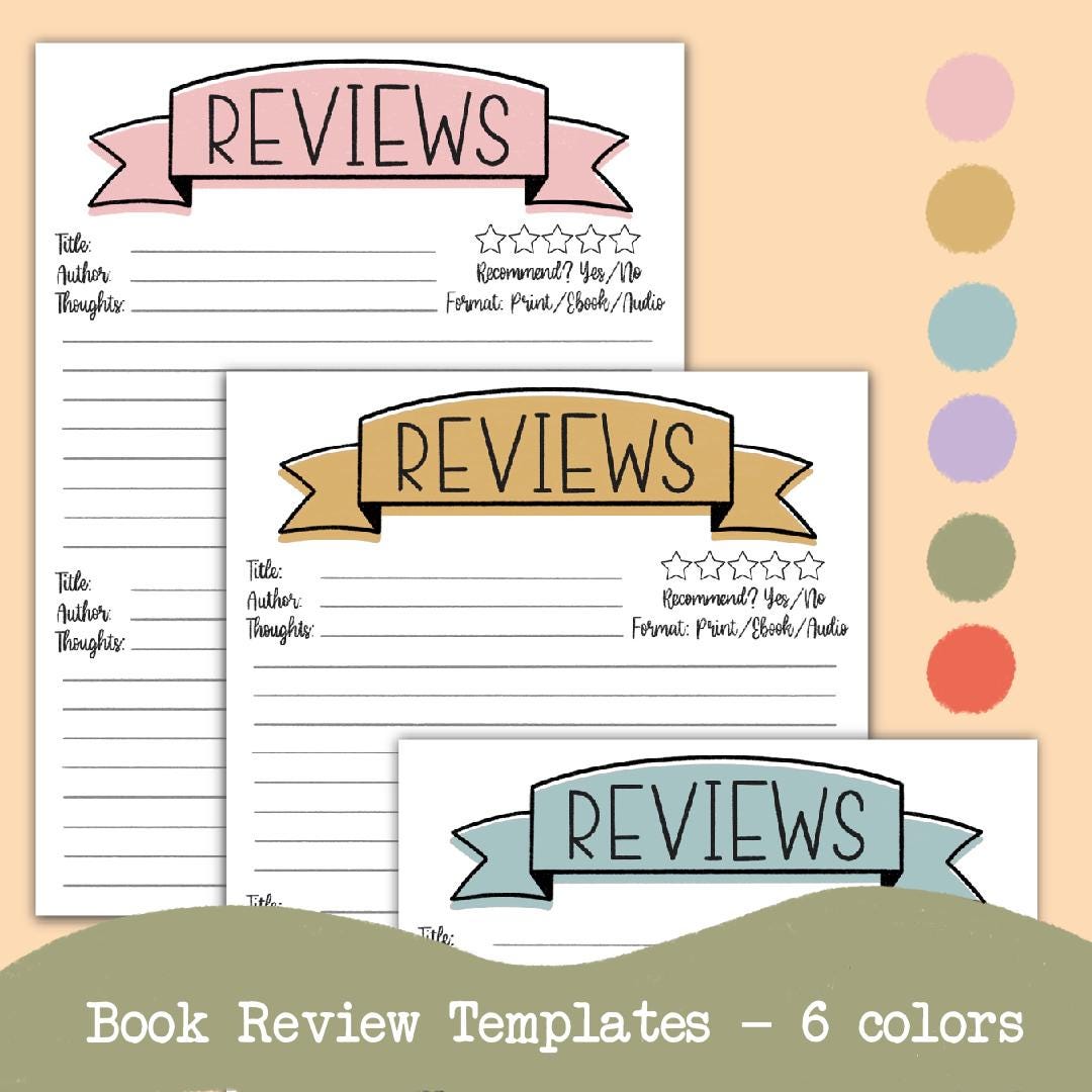Book Review Template Printable, Reading Log, Reading Journal, Reading ...