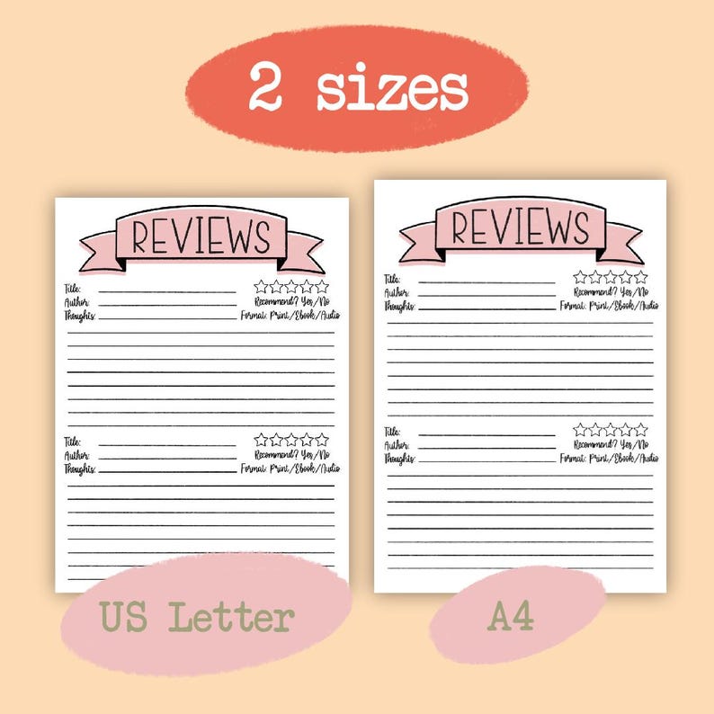 Book Review Template Printable, Reading Log, Reading Journal, Reading ...