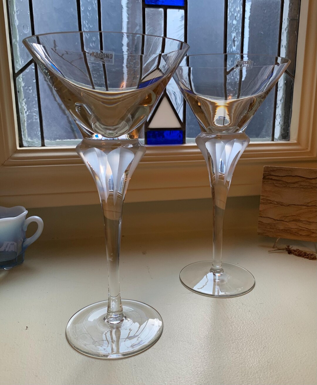 9” Stunner KROSNO Poland MARTINI Glasses. Beautiful Cut Crystal Clear ...