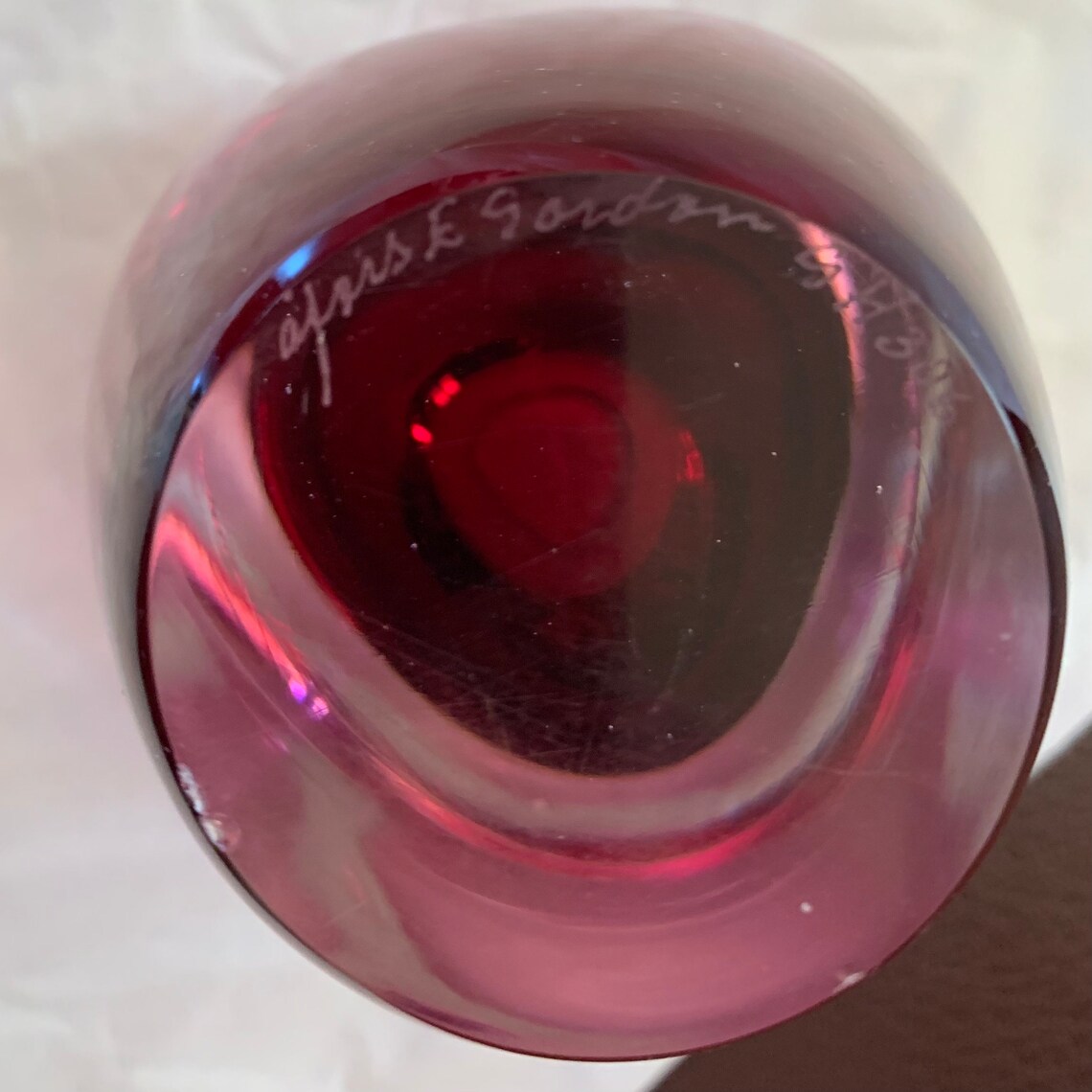 Vintage MCM Ernest Gordon, Afors Swedish Cranberry Handblown Art Heavy ...