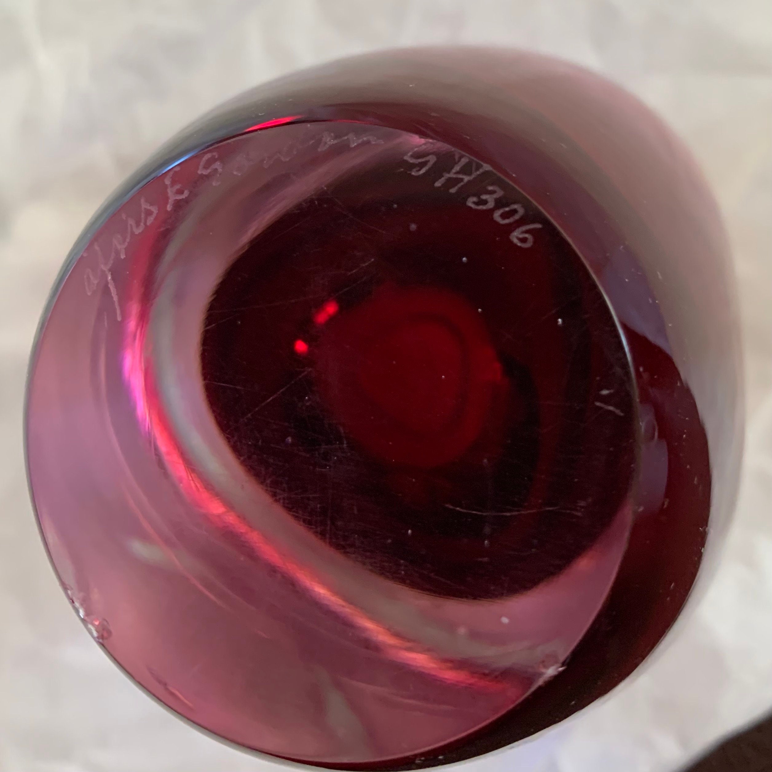 Vintage MCM Ernest Gordon, Afors Swedish Cranberry Handblown Art Heavy ...