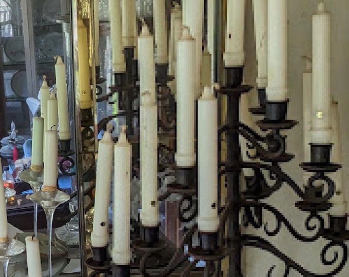 Stunning 20” CANDELABRA Wrought Iron Swivel W/candles. Adjustable Curly ...