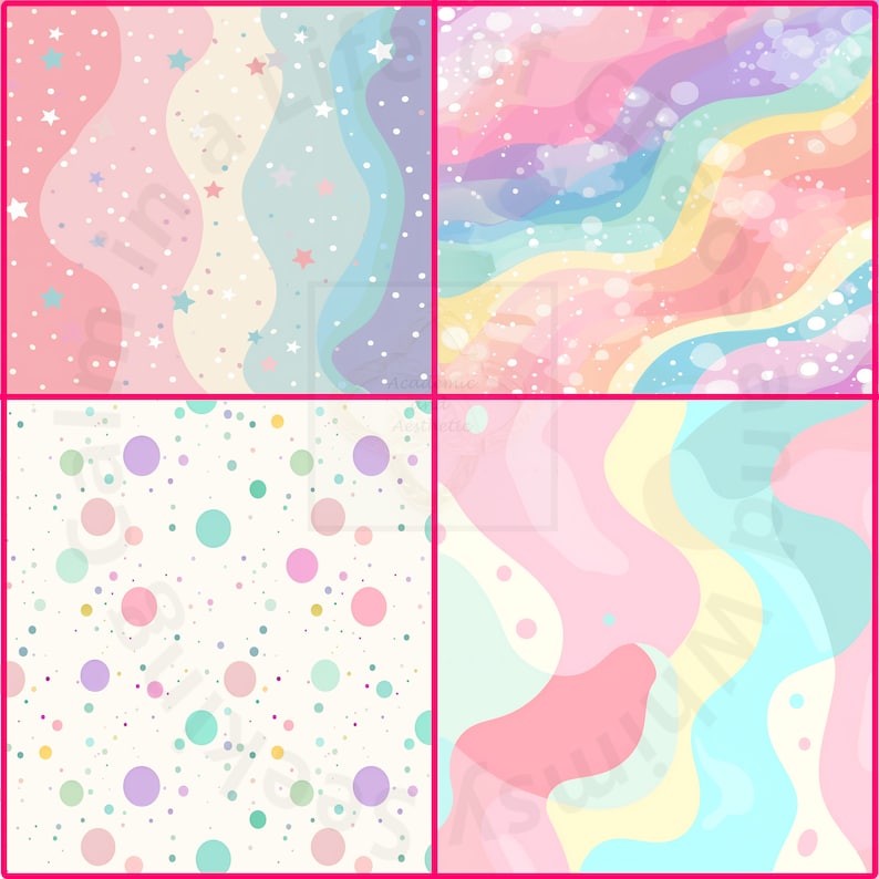 Pastel Digital Paper Bundle, Abstract Spring Backgrounds, PNG, Digital ...