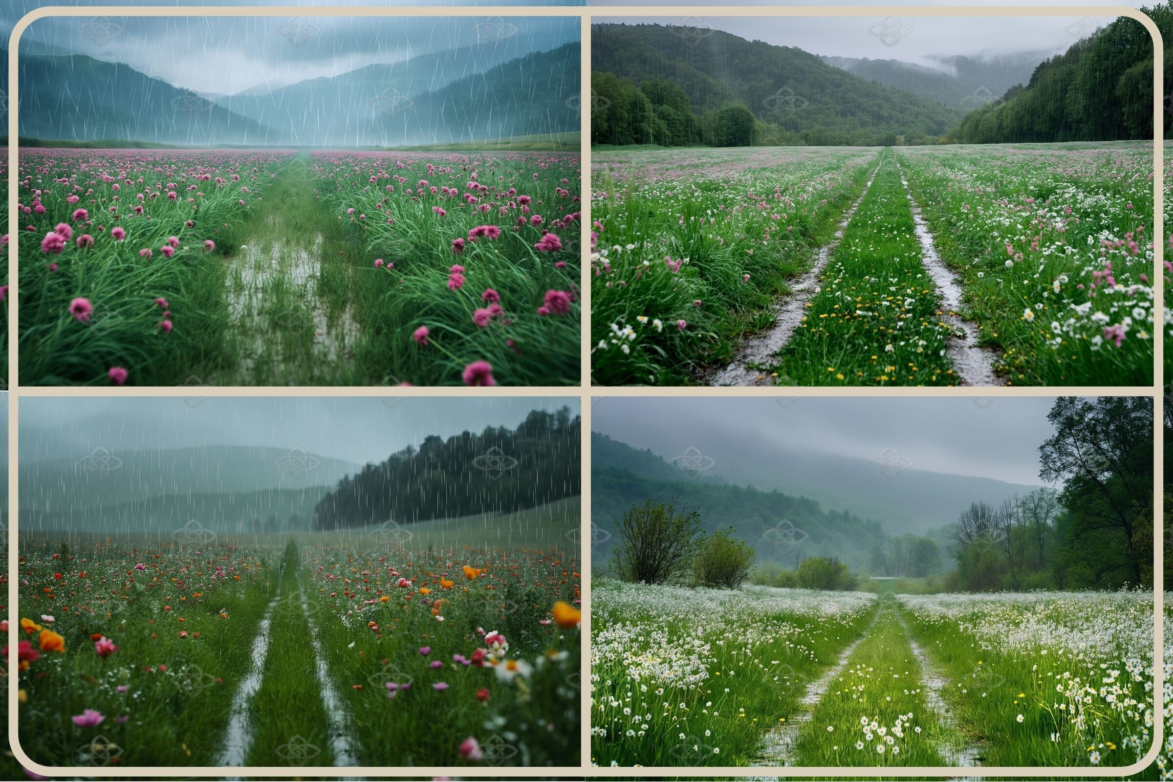 20 Spring Rainy Valley Digital Pathways for Photoshoots, Stormy ...