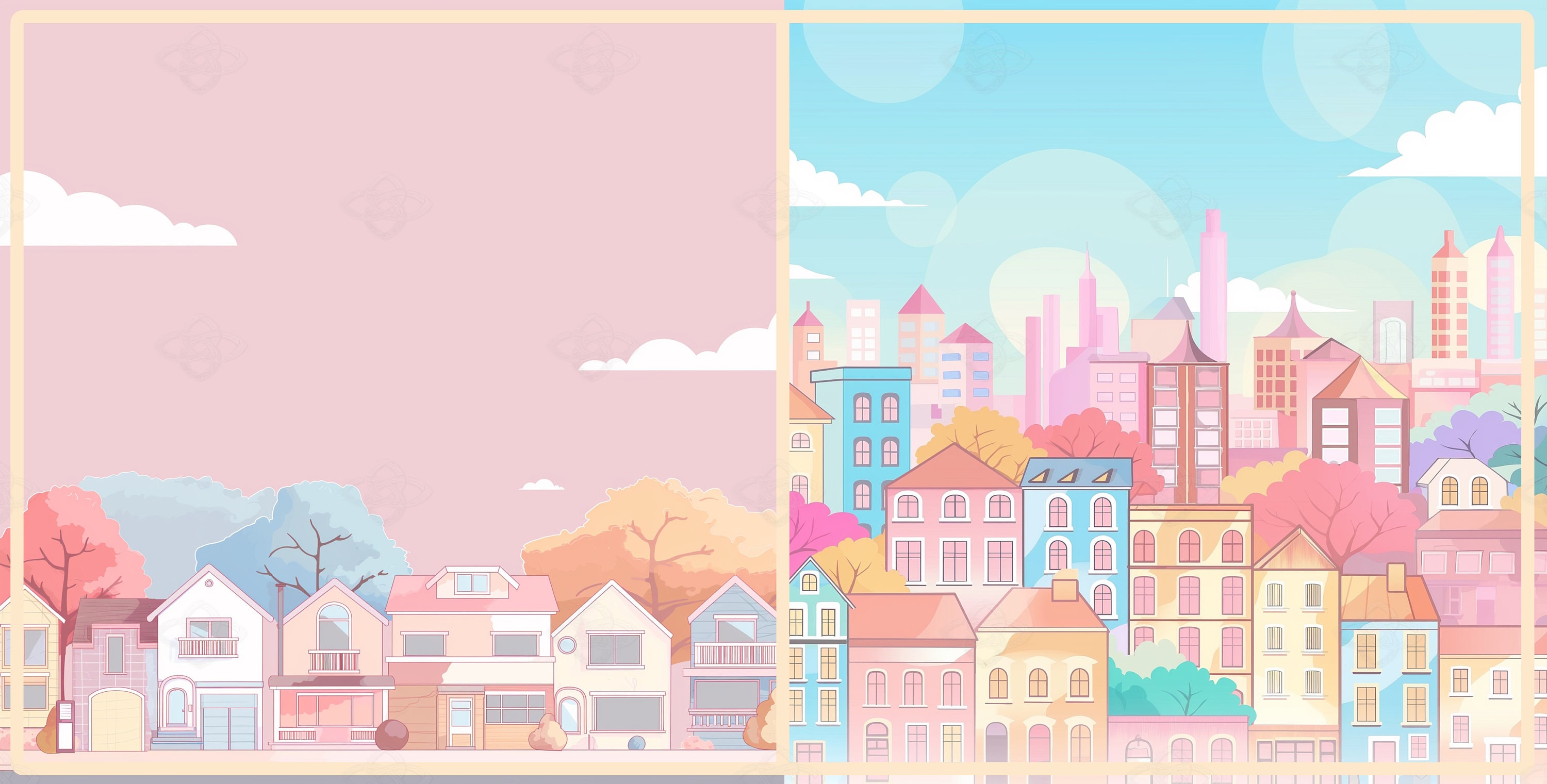 Pastel Towns Digital Paper Bundle, Abstract Spring Backgrounds, PNG ...