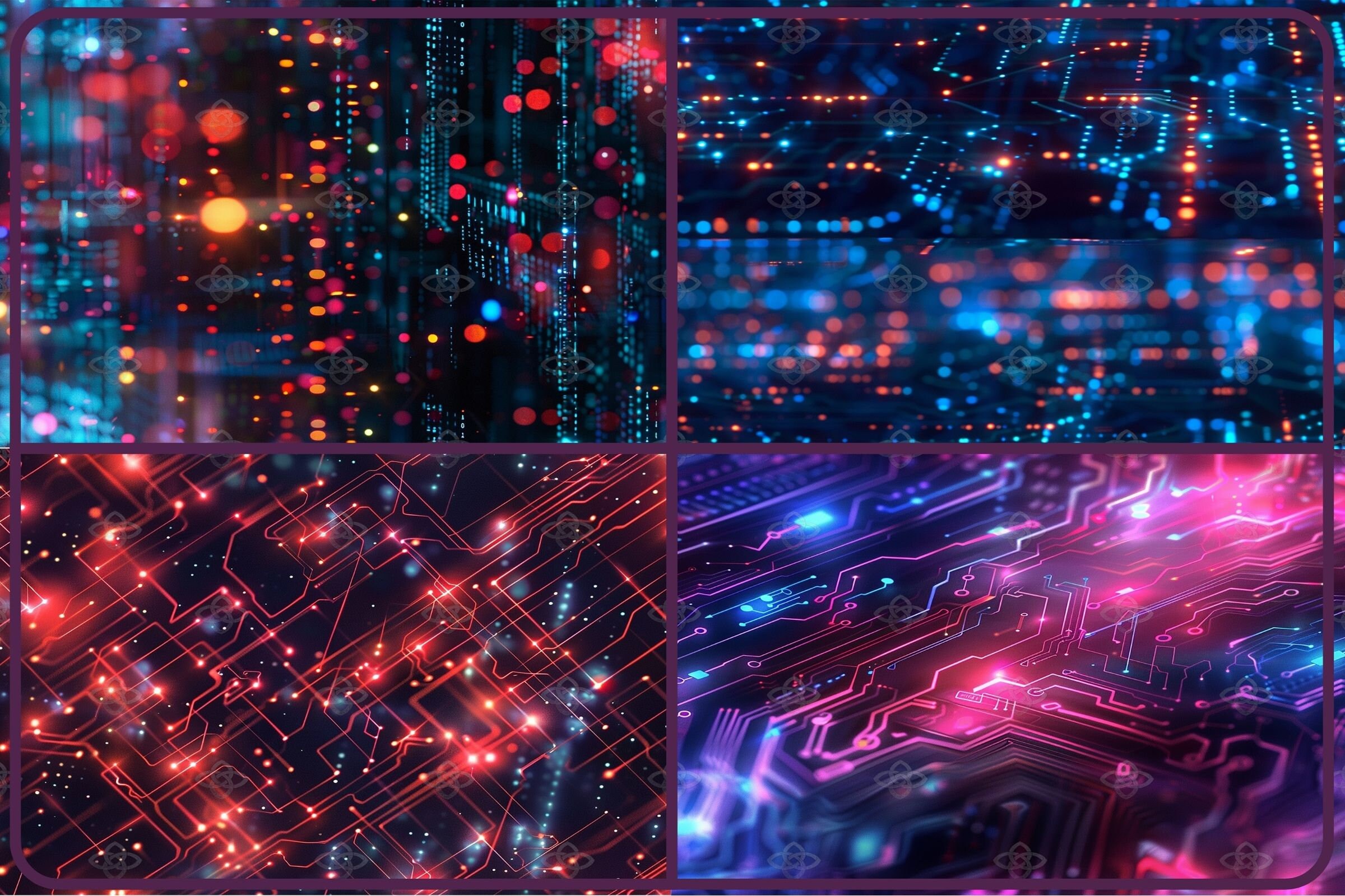 20 Seamless Sci-fi Cyber Digital Backdrops, Glowing Photoshop ...