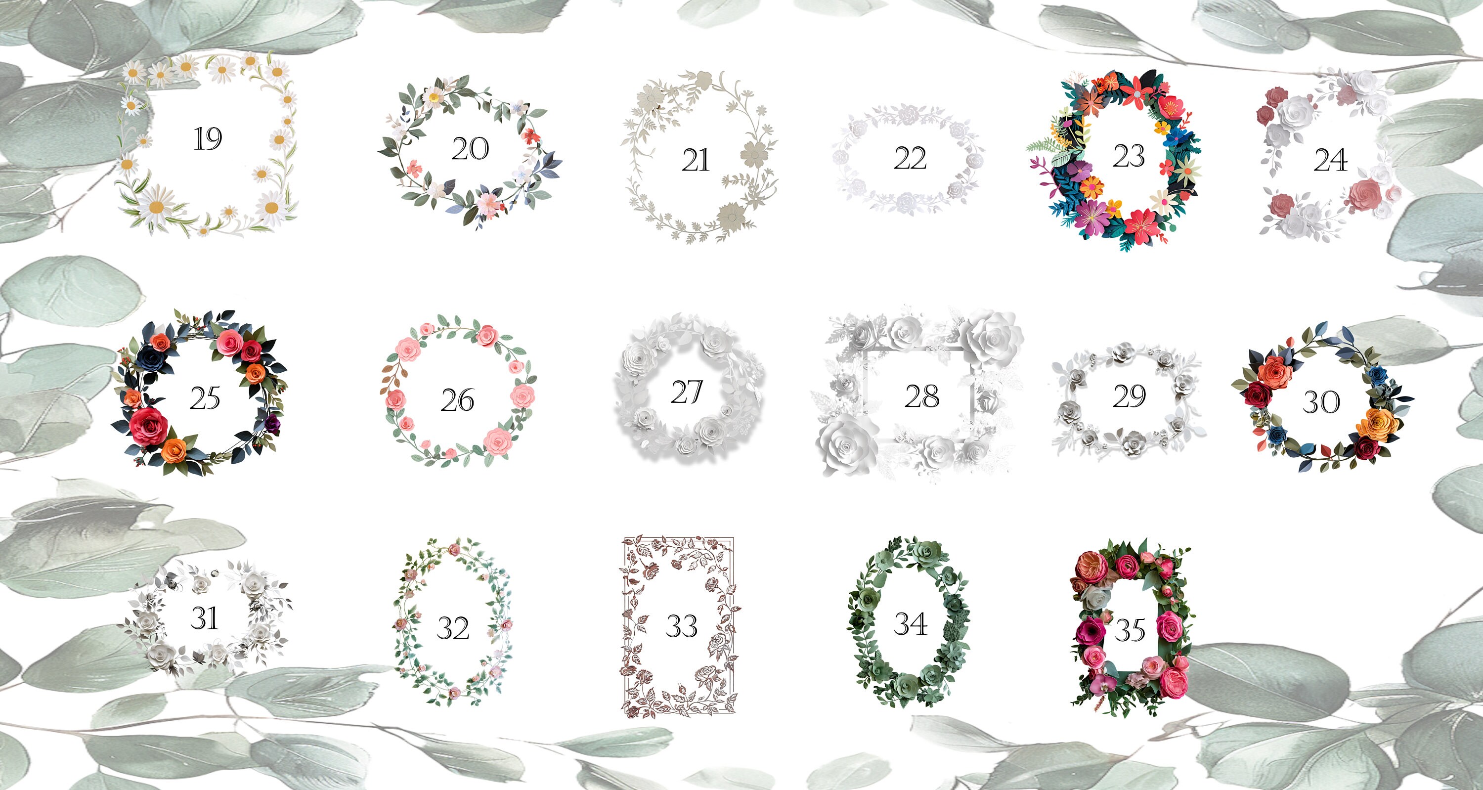 35 Papercut Flower Digital Borders, Printable Photo Accents, Spring ...