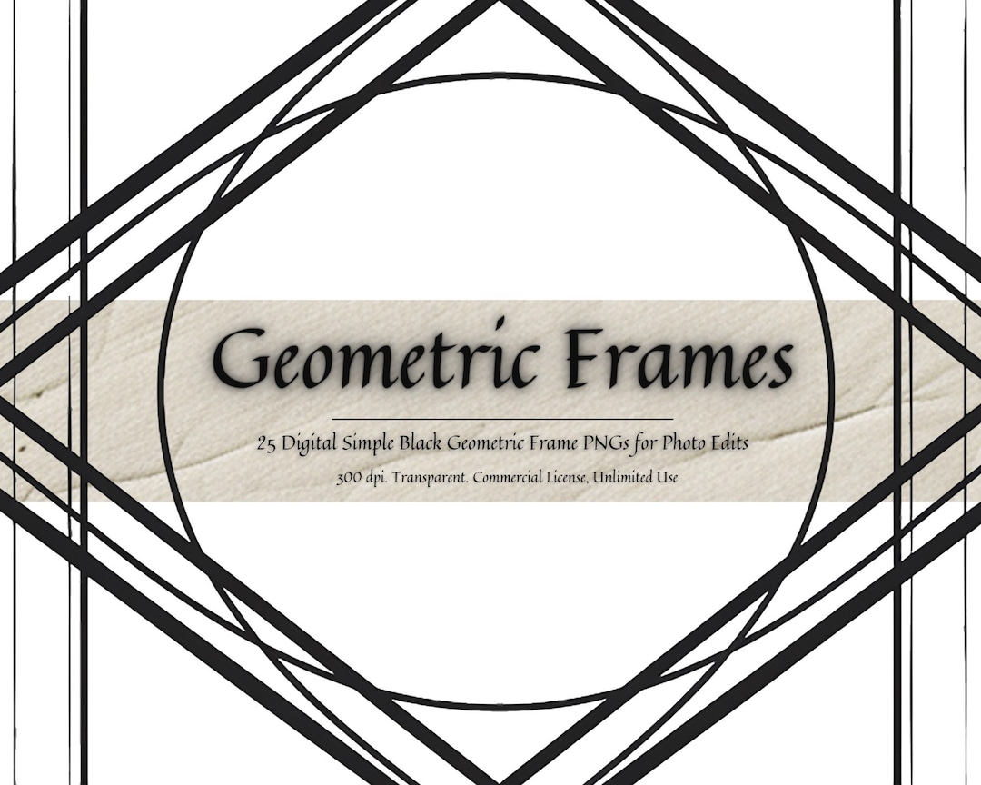 Simple Geometric Frames Clip Art, Black Line Polygon Overlay Pngs ...