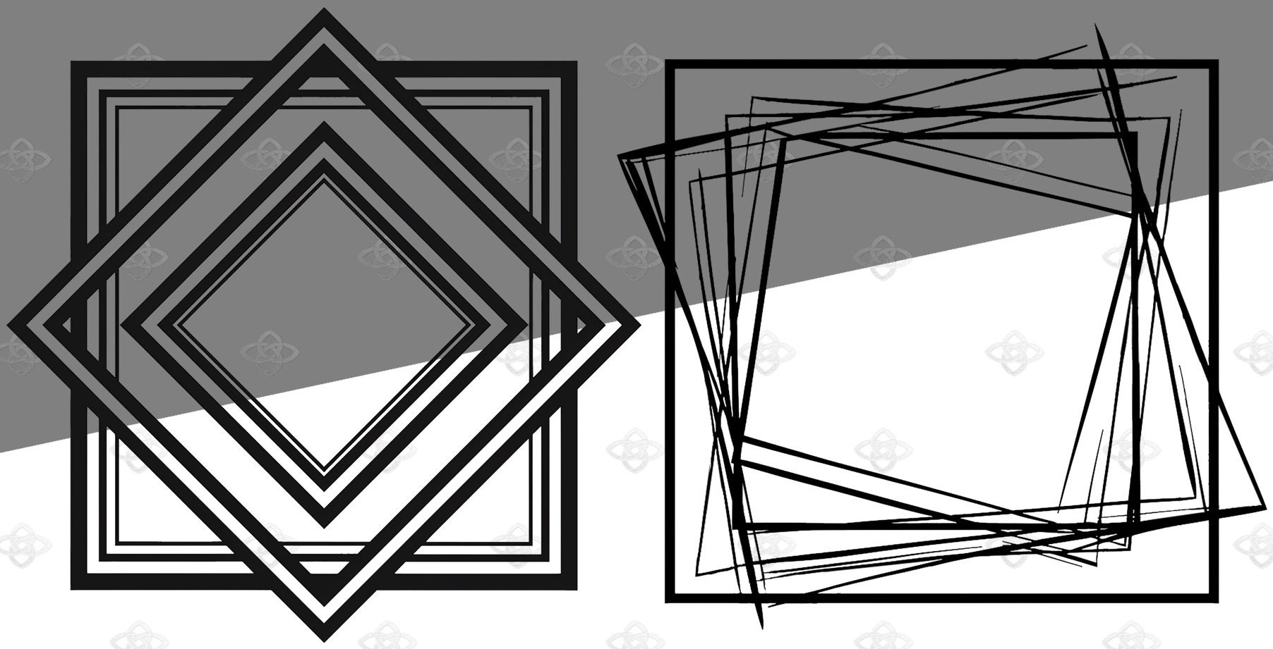 Simple Geometric Frames Clip Art, Black Line Polygon Overlay Pngs ...