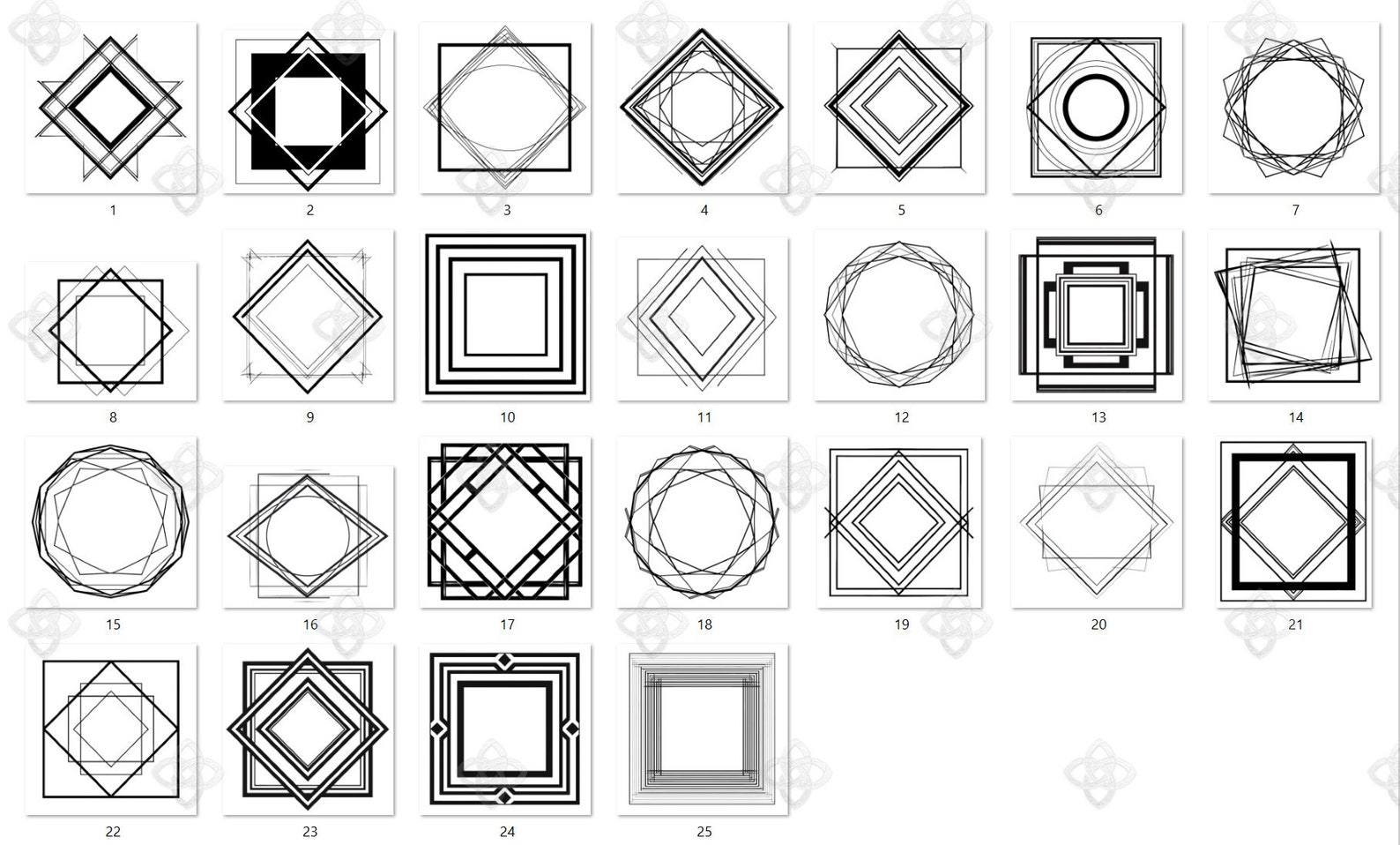 Simple Geometric Frames Clip Art, Black Line Polygon Overlay Pngs ...