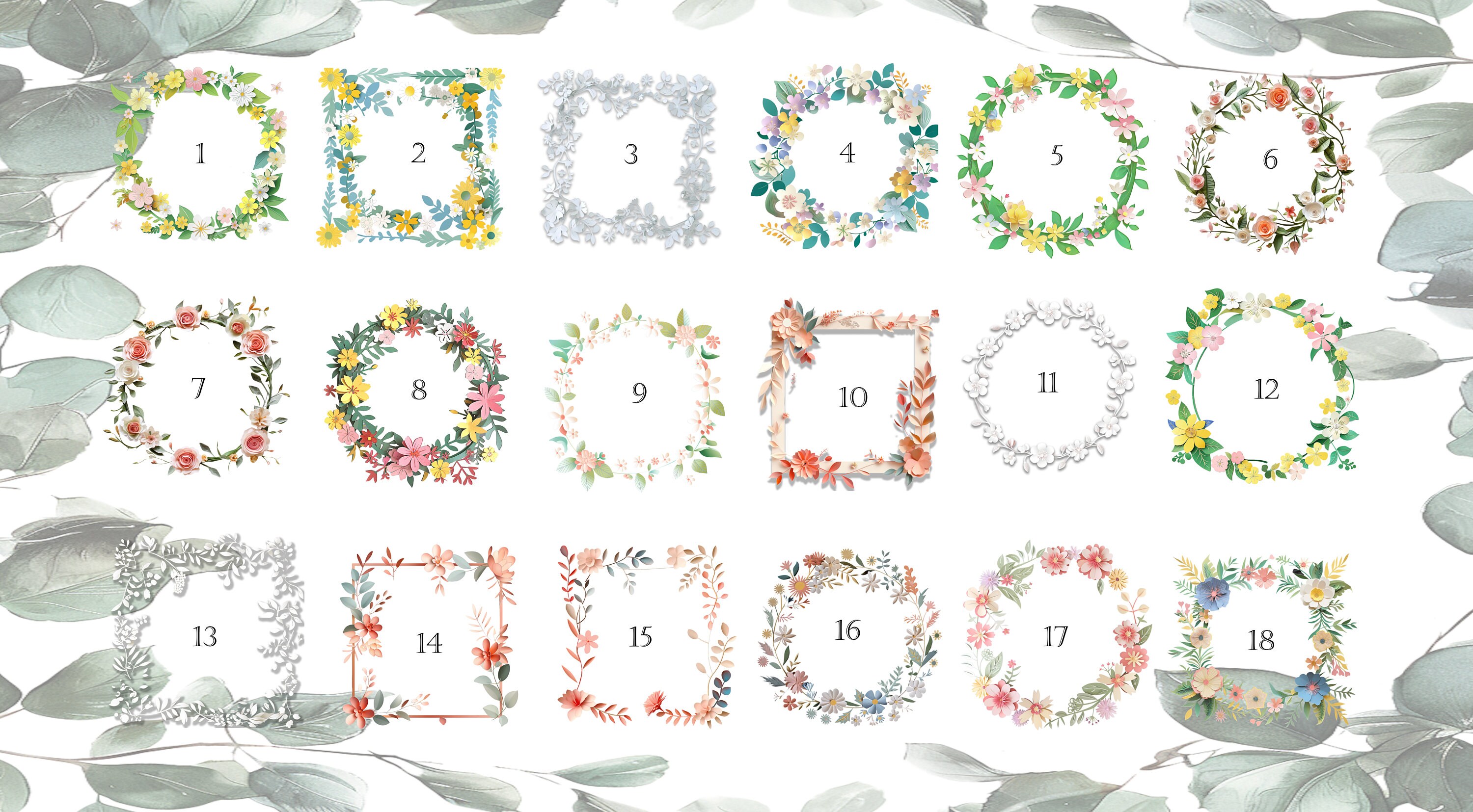 35 Papercut Flower Digital Borders, Printable Photo Accents, Spring ...
