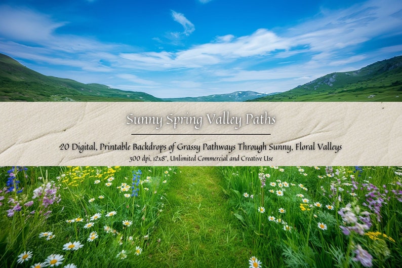 20 Spring Sunny Valley Digital Pathways for Photoshoots, Photoshop ...