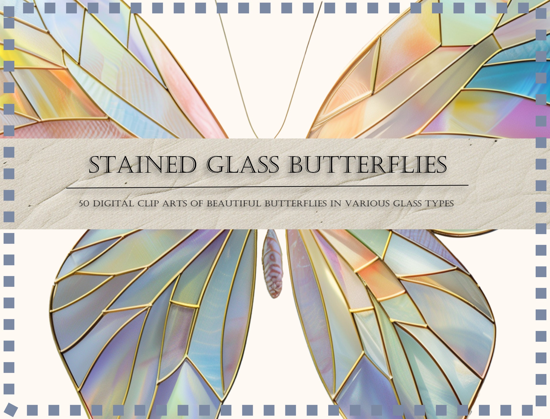 Stained Glass Digital Butterfly Clip Art for Designing, Beautiful Fae ...