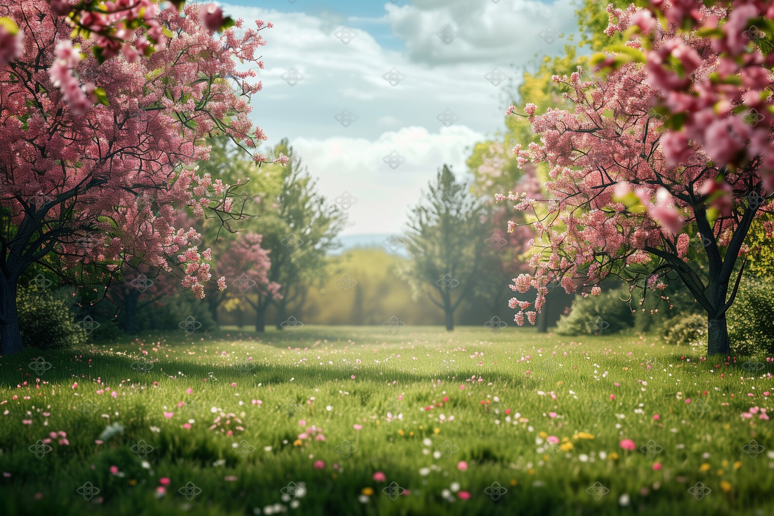 Simple Digital Spring Field Backdrop, Single Background for Photo ...