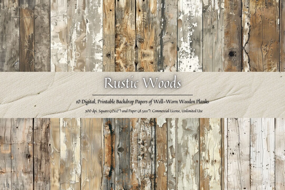 Rustic Wood Seamless Digital Paper Bundle, Spring Backgrounds, JPG ...