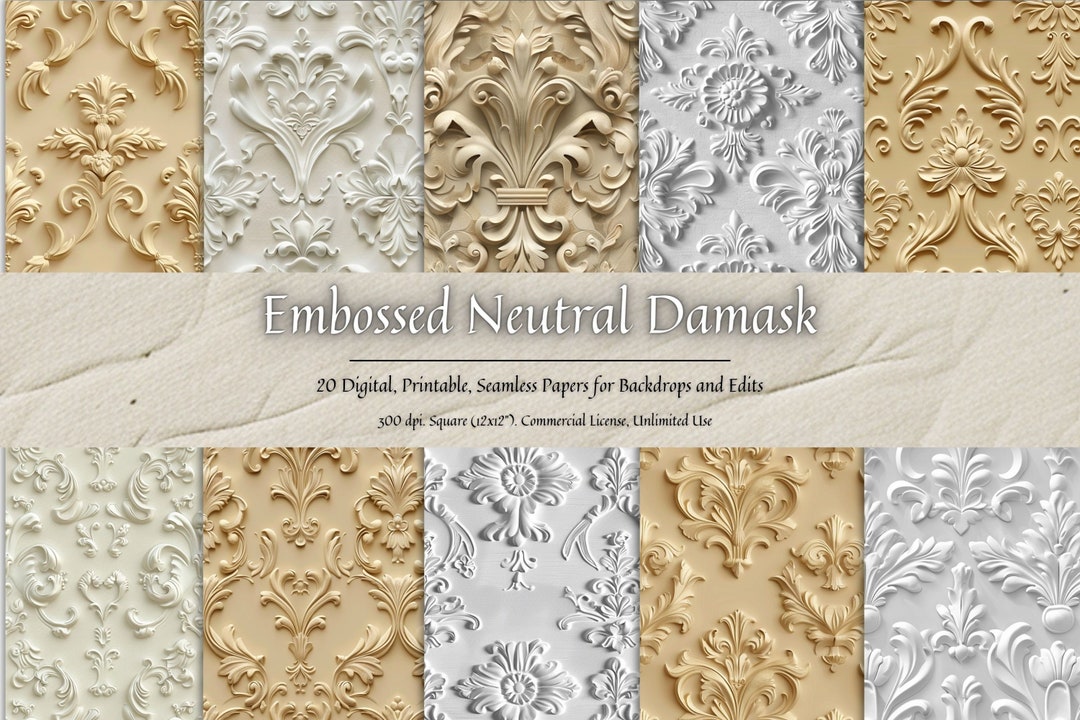Embossed Damask Digital Paper Bundle, Princess Backgrounds, Digital ...
