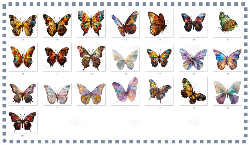 Stained Glass Digital Butterfly Clip Art for Designing, Beautiful Fae ...