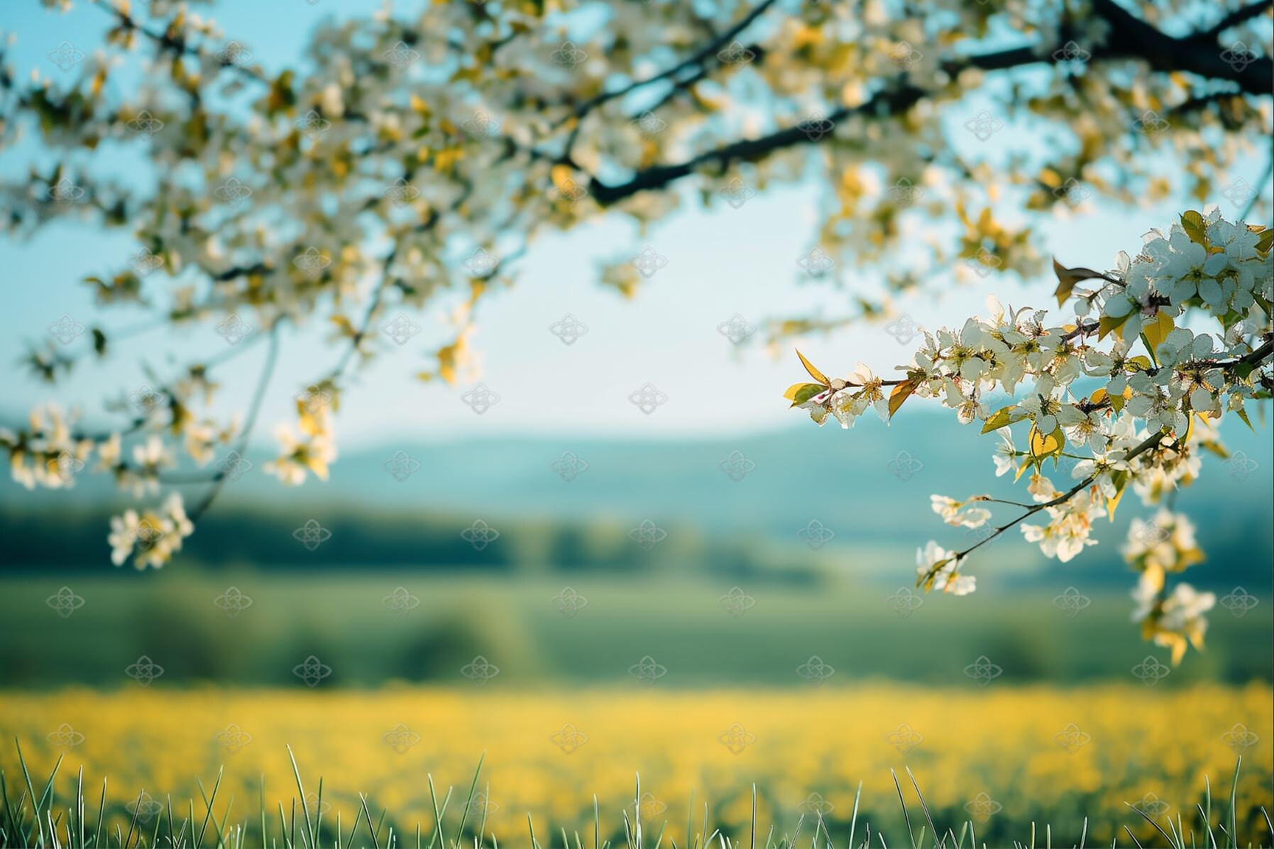 Simple Digital Spring Field Backdrop, Single Background for Photo ...