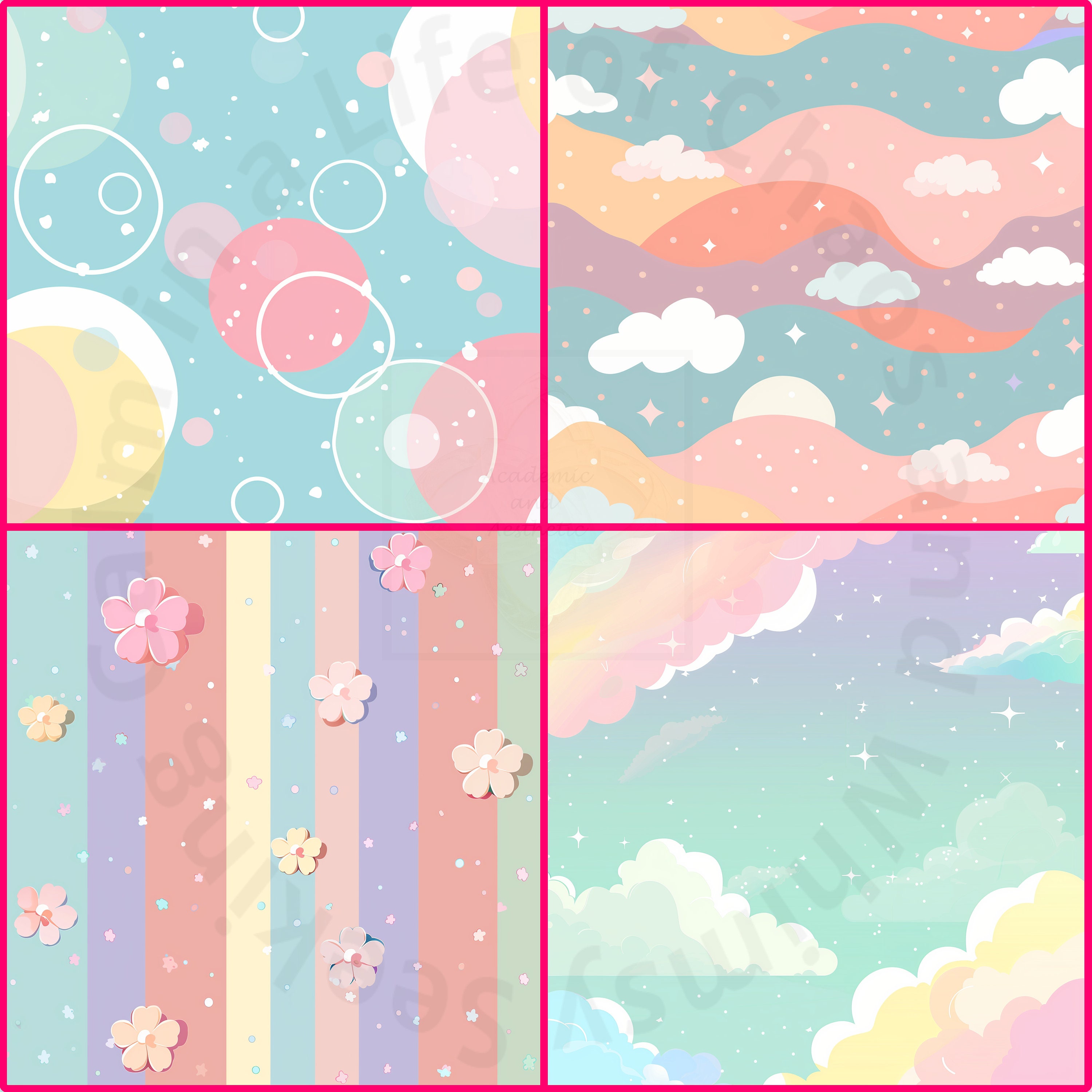 Pastel Digital Paper Bundle, Abstract Spring Backgrounds, PNG, Digital ...
