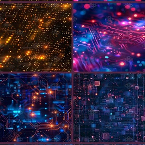 20 Seamless Sci-fi Cyber Digital Backdrops, Glowing Photoshop ...