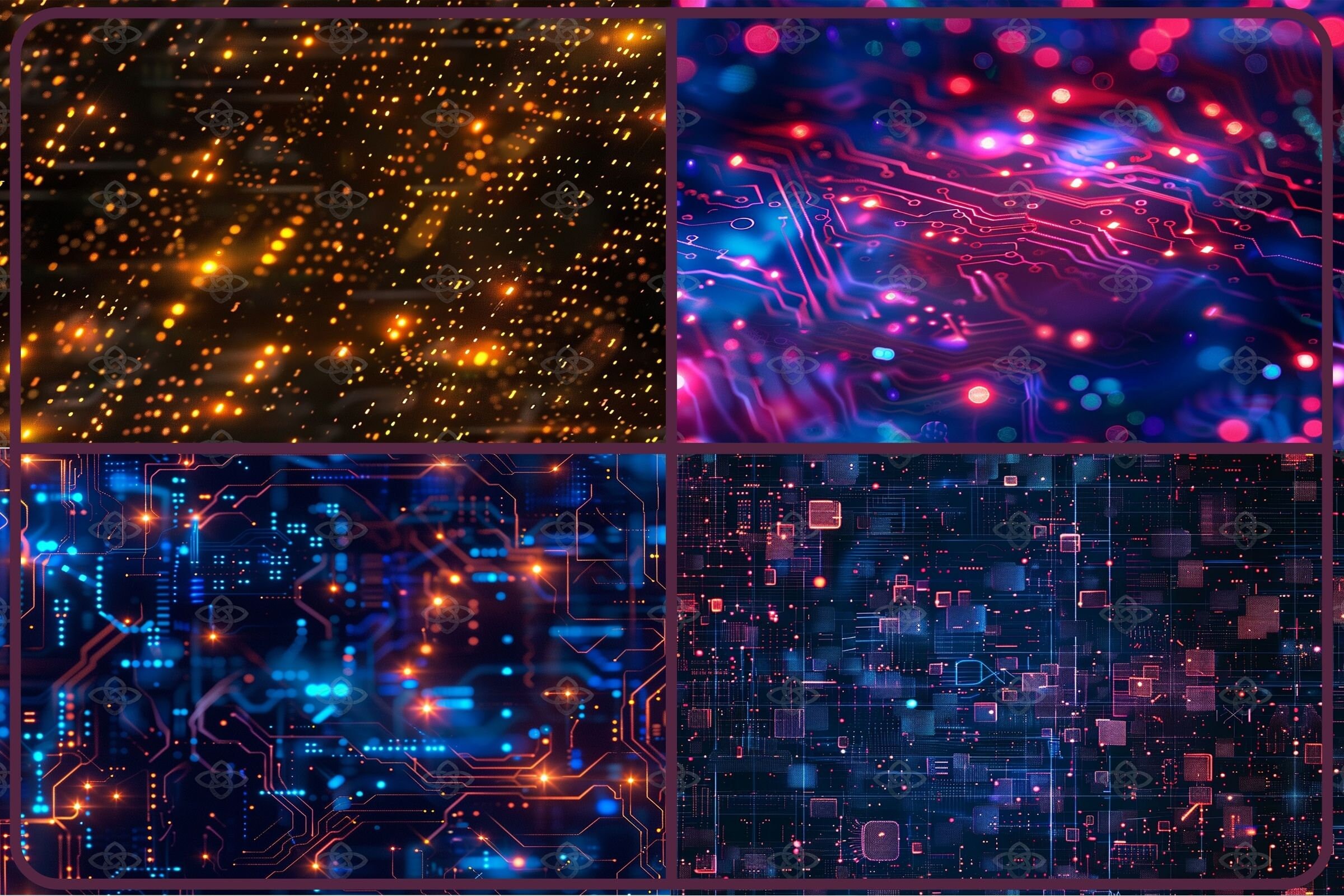 20 Seamless Sci-fi Cyber Digital Backdrops, Glowing Photoshop ...