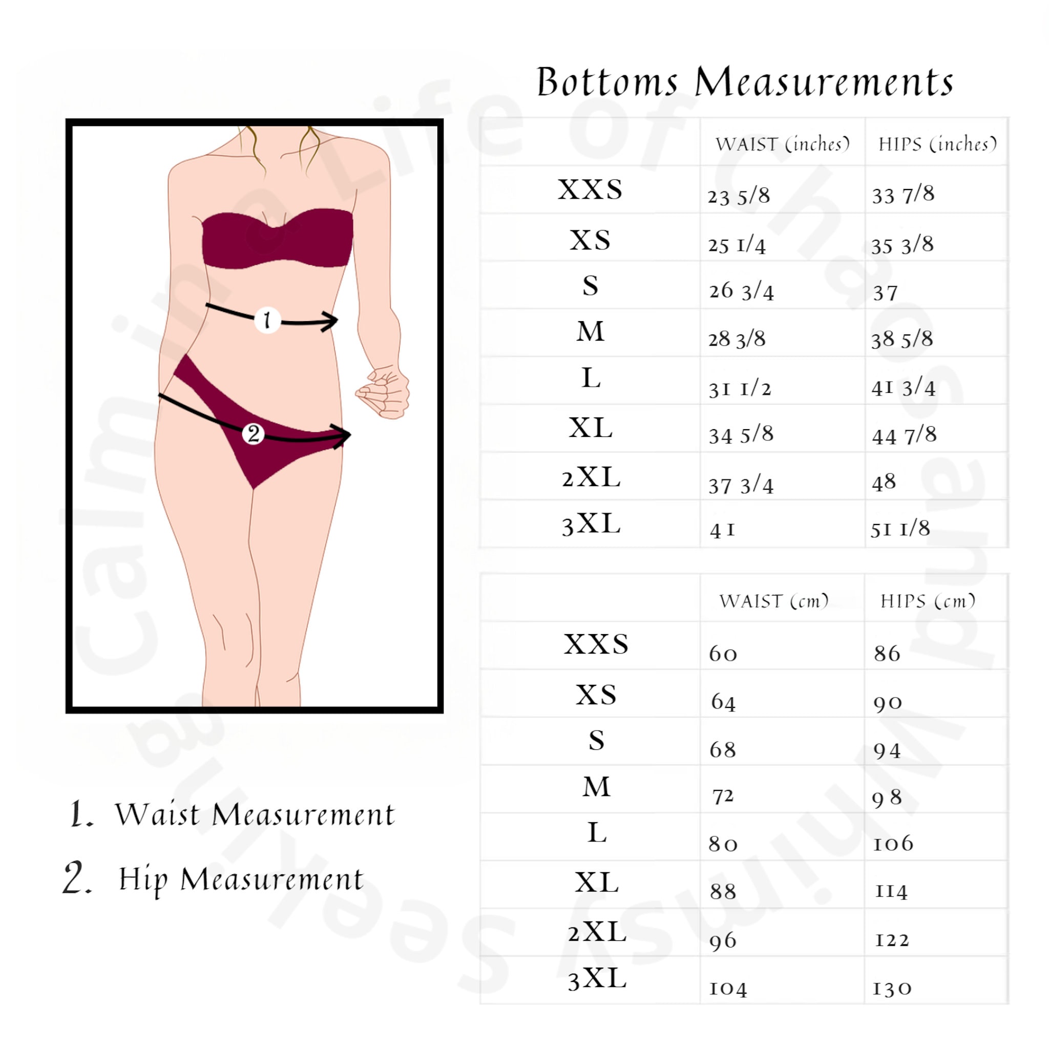 Womans Bottoms Size Chart Editable Canva Template Printful Sports