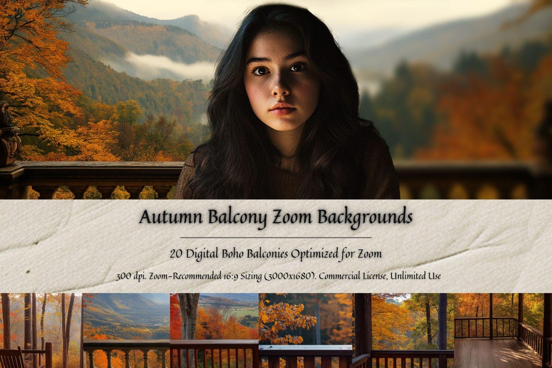 20 Digital Autumn Fall Balcony Zoom Backdrops, Blurred Backgrounds for ...
