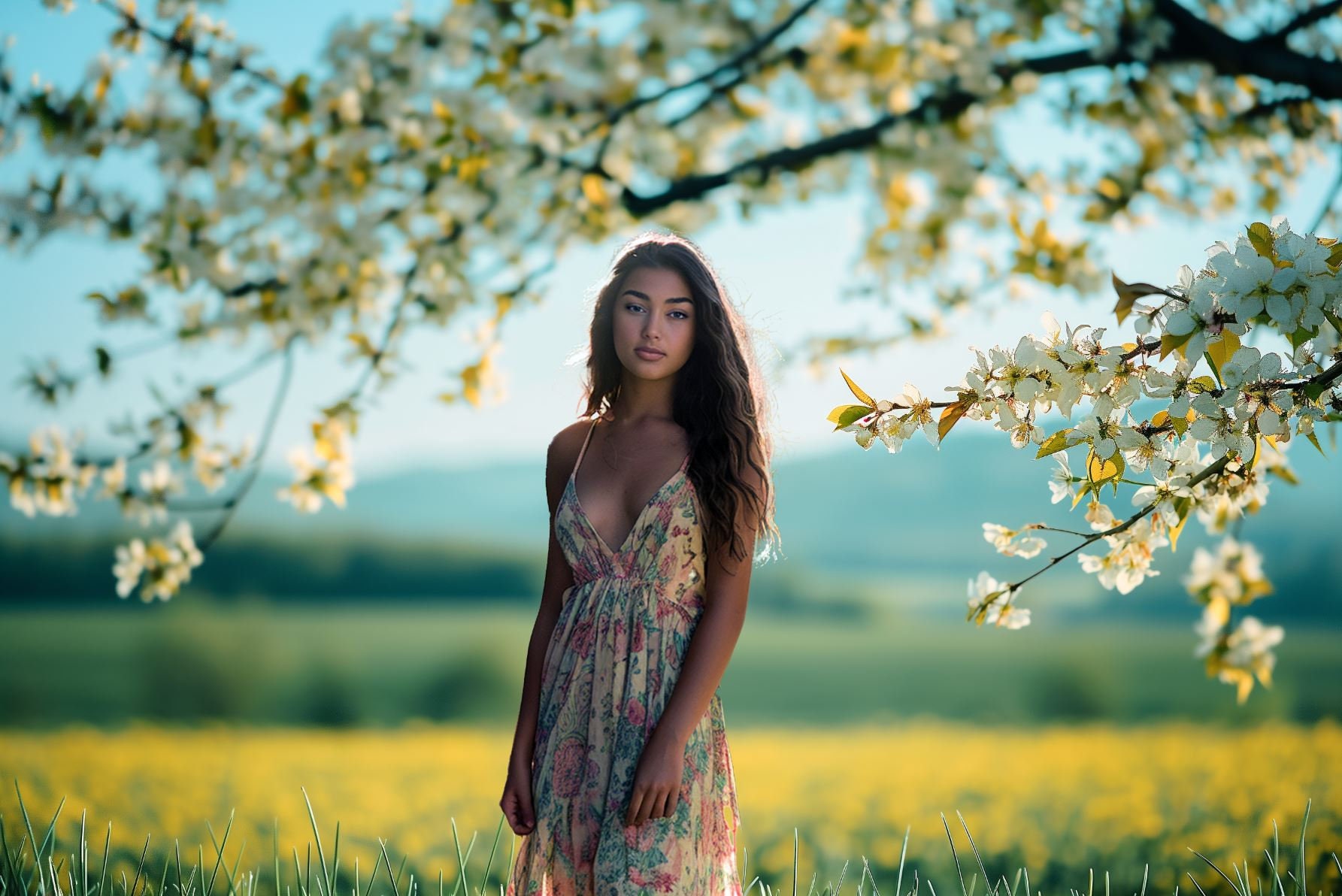 Simple Digital Spring Field Backdrop, Single Background for Photo ...