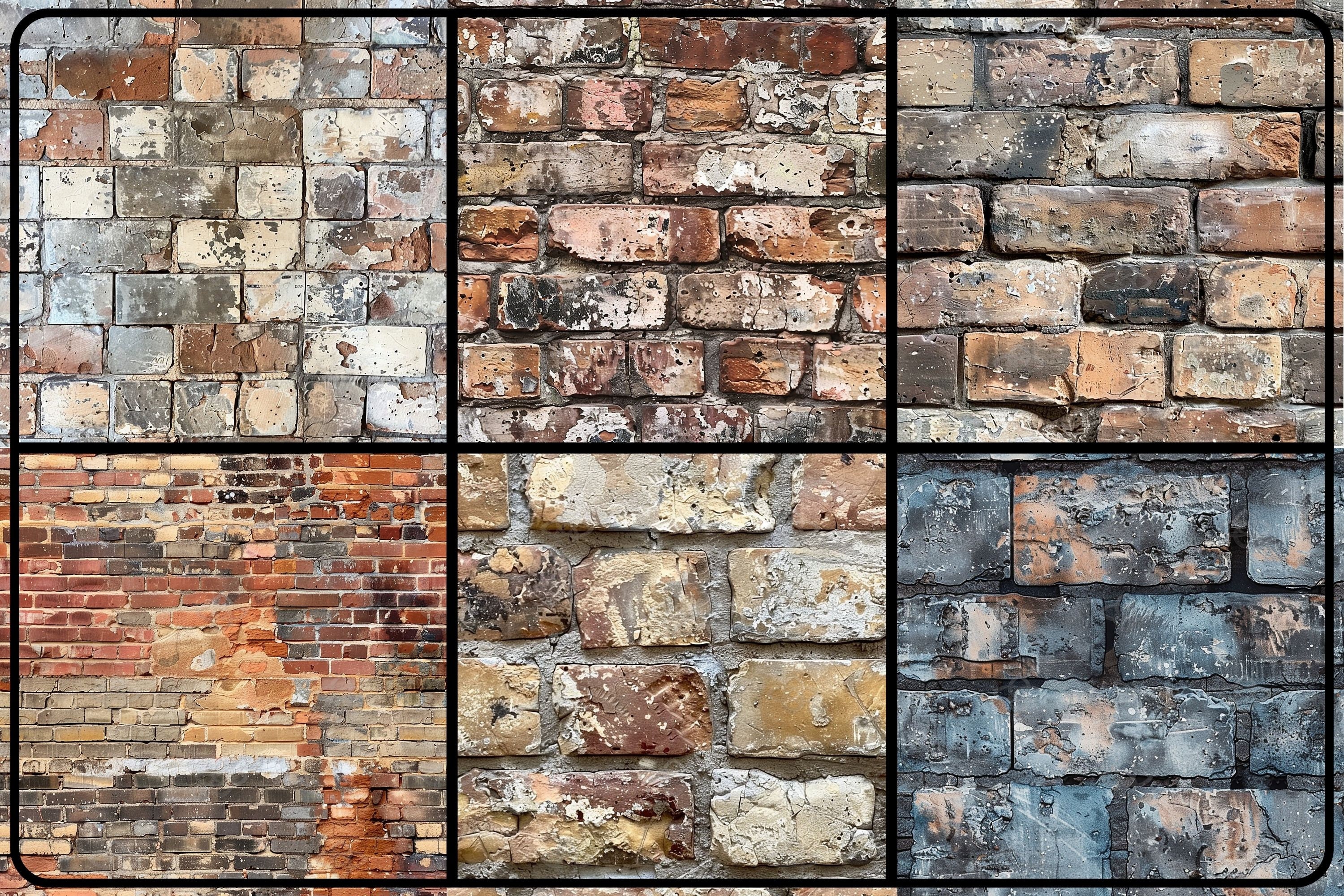 Rustic Bricks Seamless Digital Paper Bundle, Backgrounds, JPG, Digital ...