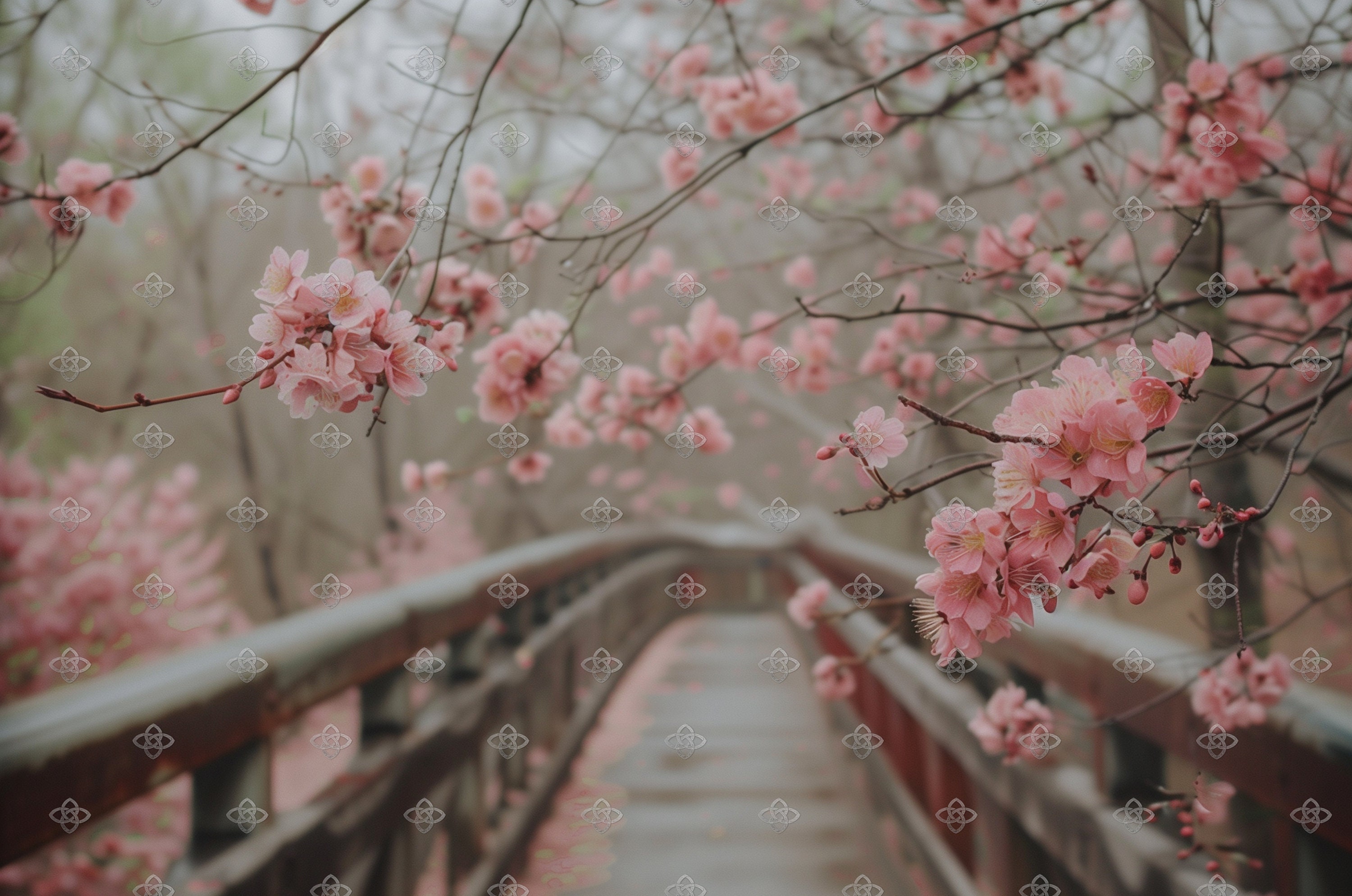 Simple Digital Spring Bridge Backdrop, Single Background for Photo ...