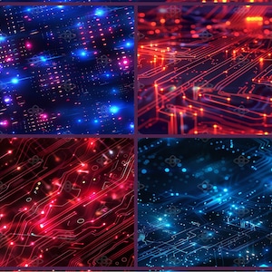 20 Seamless Sci-fi Cyber Digital Backdrops, Glowing Photoshop ...