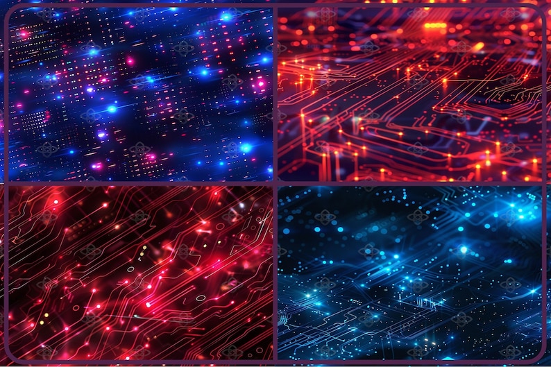 20 Seamless Sci-fi Cyber Digital Backdrops, Glowing Photoshop ...