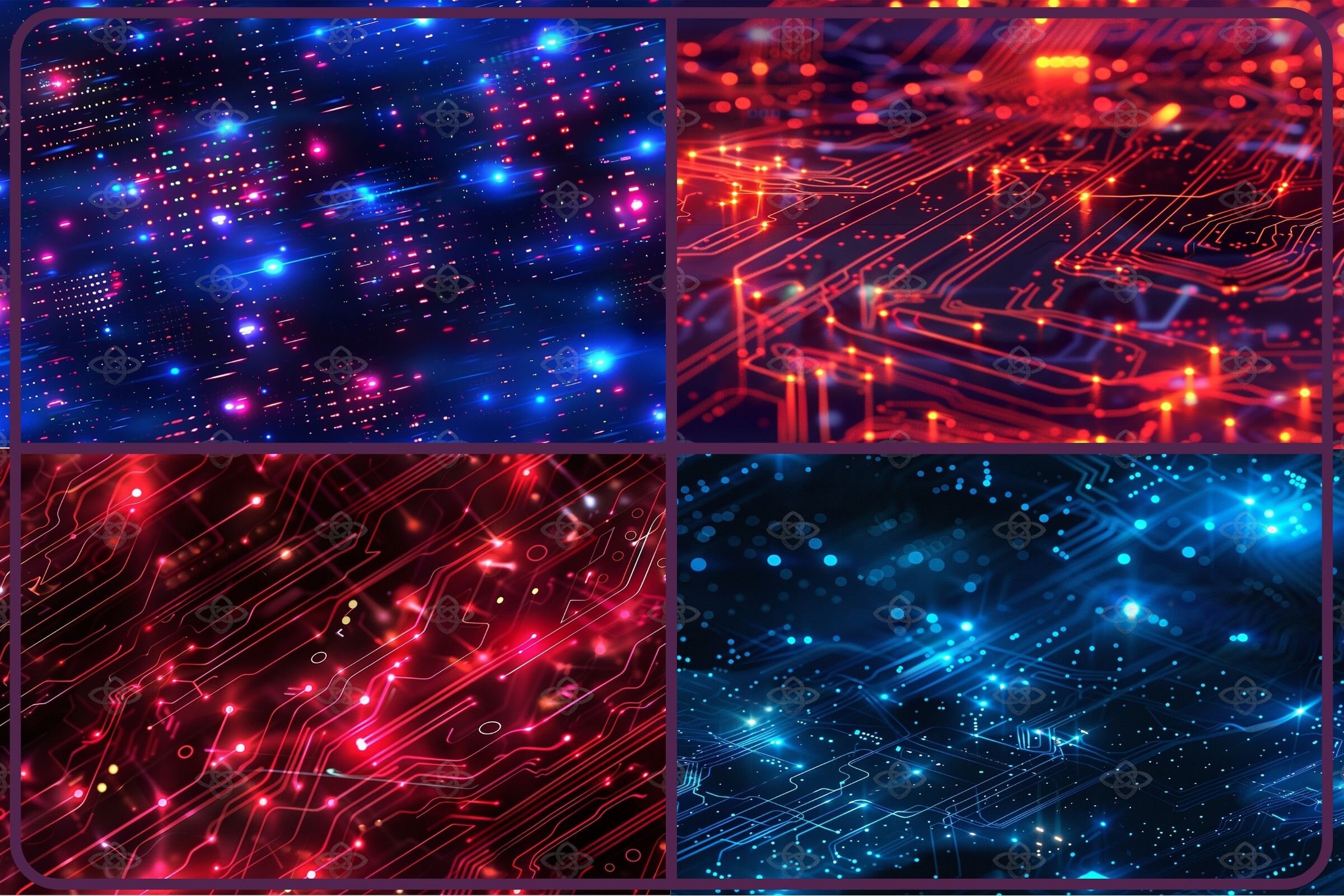 20 Seamless Sci-fi Cyber Digital Backdrops, Glowing Photoshop ...
