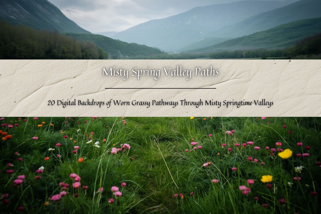 20 Spring Misty Valley Digital Pathways for Photoshoots, Photoshop ...