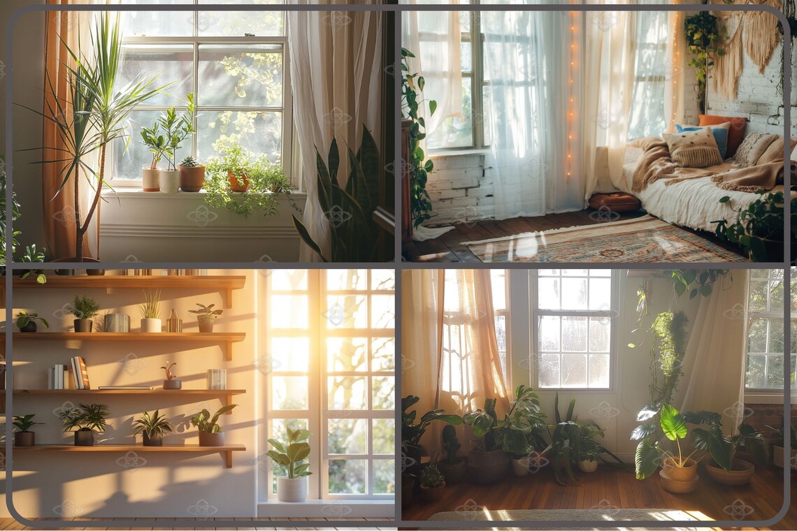 20 Digital Boho Office Backdrops, Backgrounds for Zoom, Teams Meetings ...