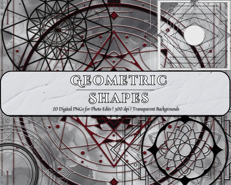 Geometric Shapes for Digital Overlay, PNG, Sacred Geometry, Digital ...