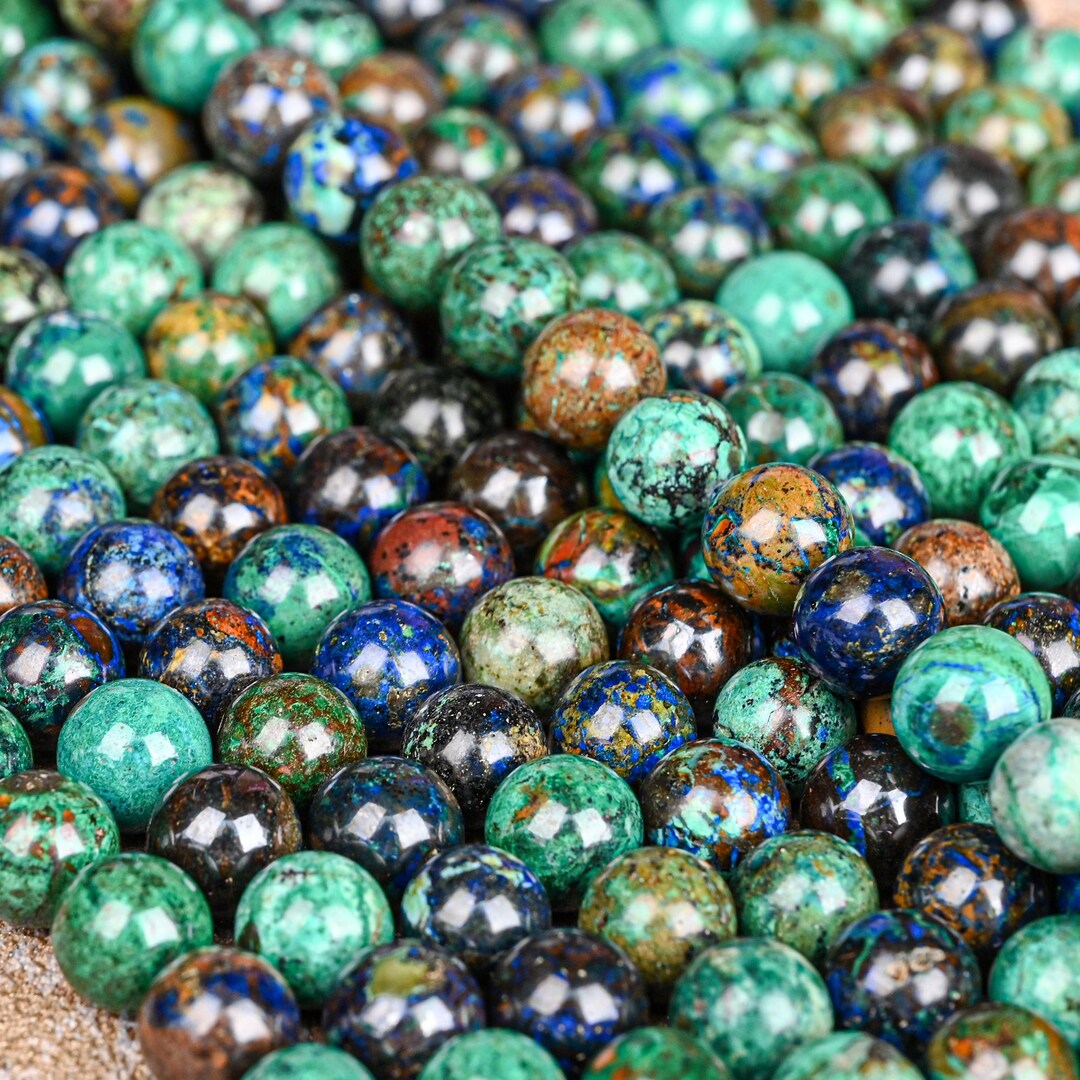 Blue & Green Azurite Malachite Quartz Beads Natural Grade AAA Gemstone ...