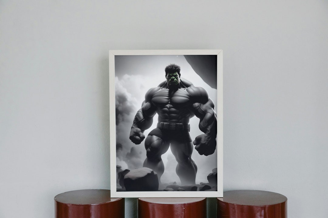 Superhero Black&white Hulk Poster Marvel Gift Printable Art Gallery ...