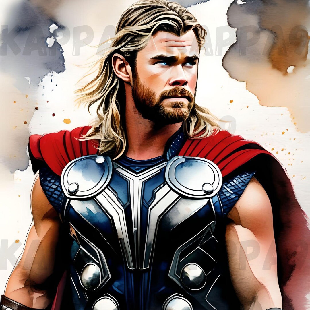 Superhero Thor Watercolor Poster Marvel Gift Printable Art Gallery Wall ...
