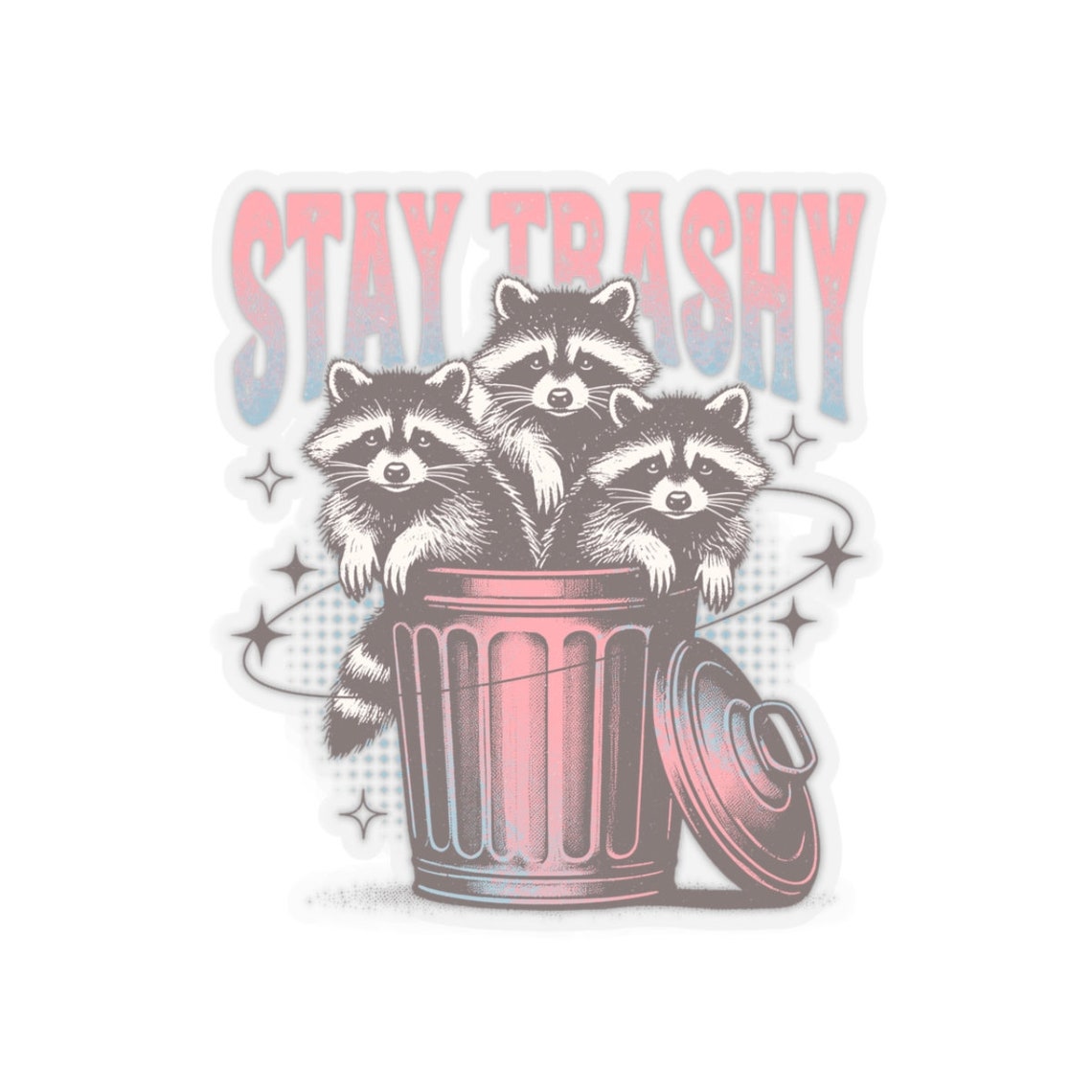 Stay Trashy Sticker, Raccoon in Trash Can, Vinyl Durable, Girly Sticker ...