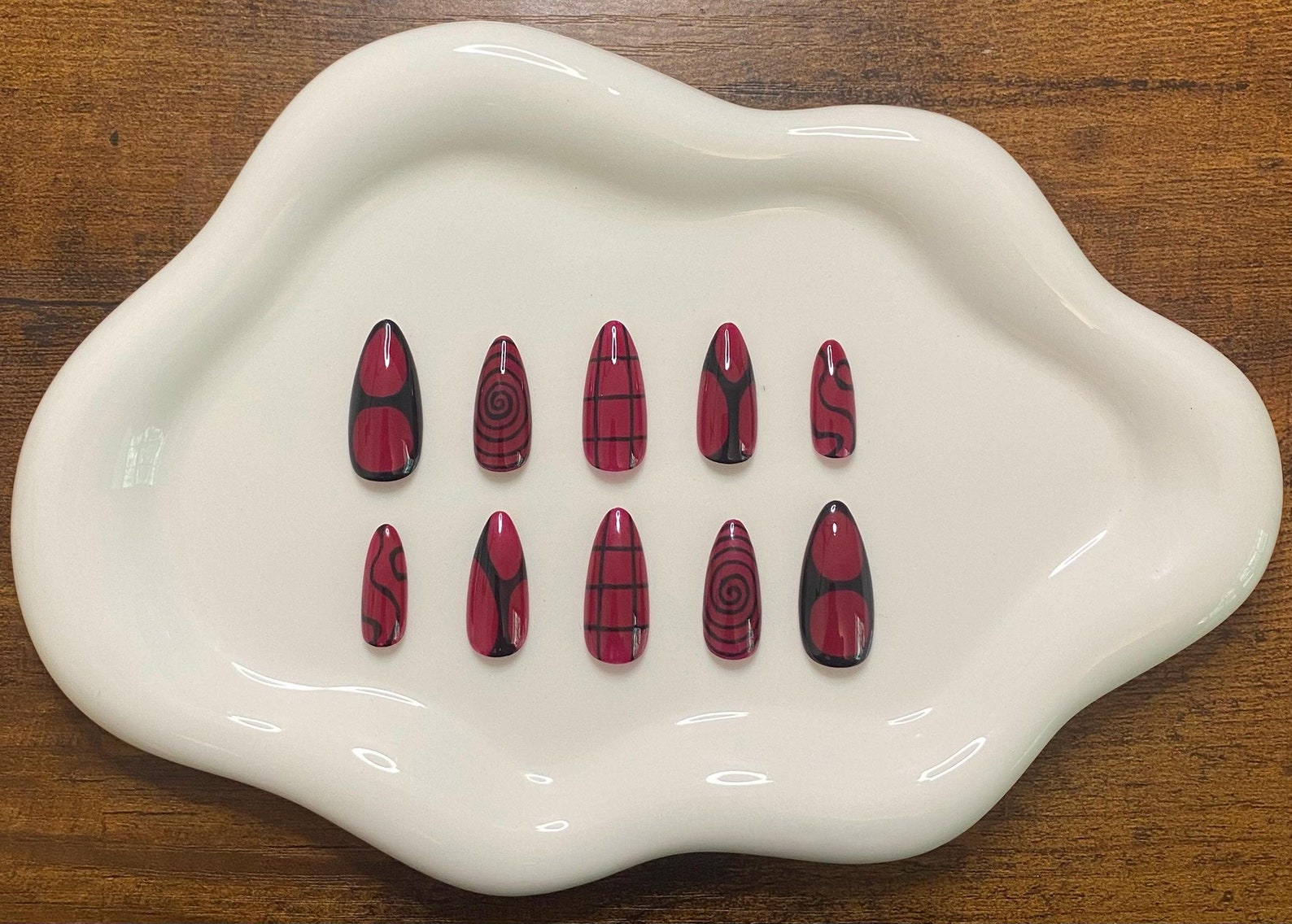 Cranberry Doodles - Custom Hand Painted Red and Black Freestyle Gel ...