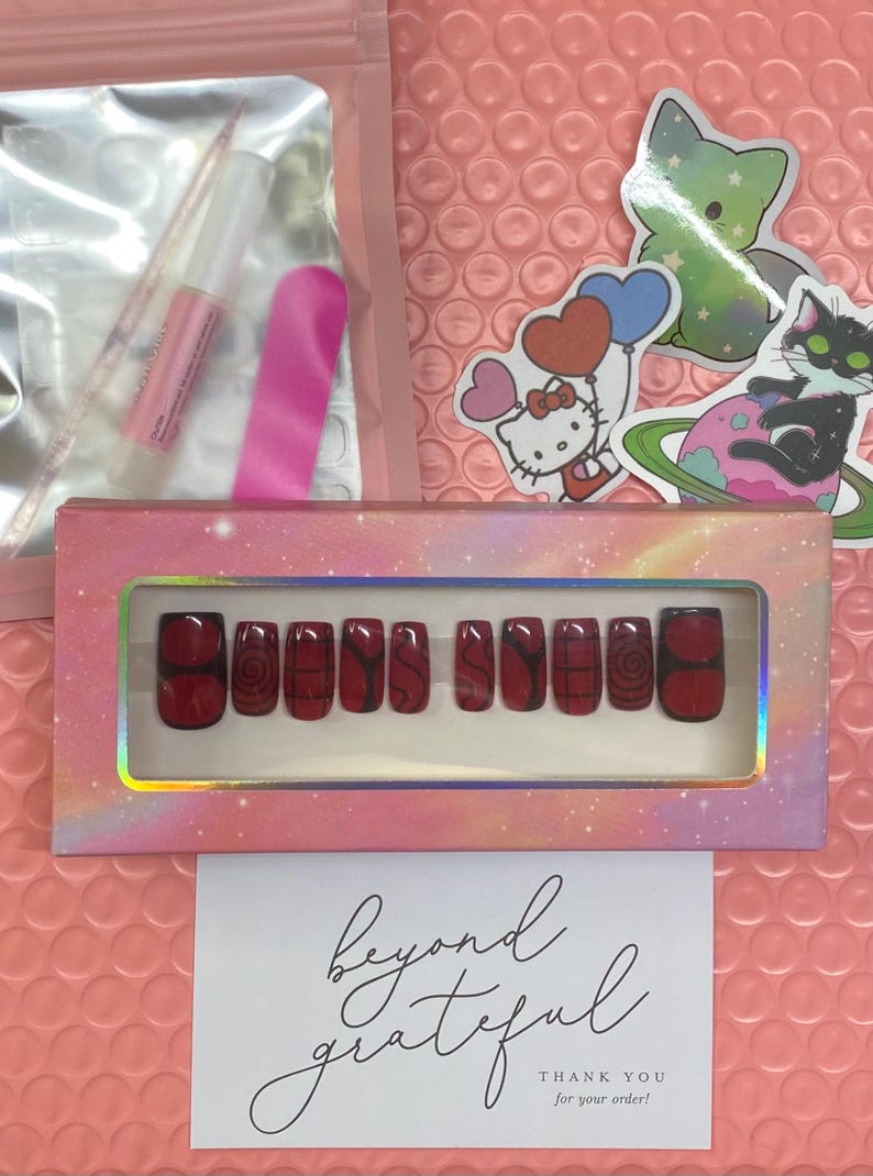 Cranberry Doodles - Custom Hand Painted Red and Black Freestyle Gel ...