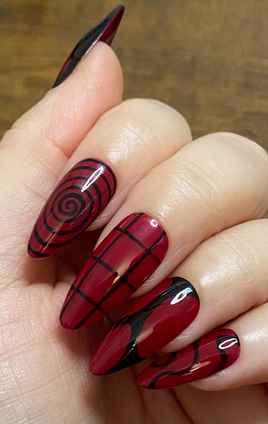 Cranberry Doodles - Custom Hand Painted Red and Black Freestyle Gel ...