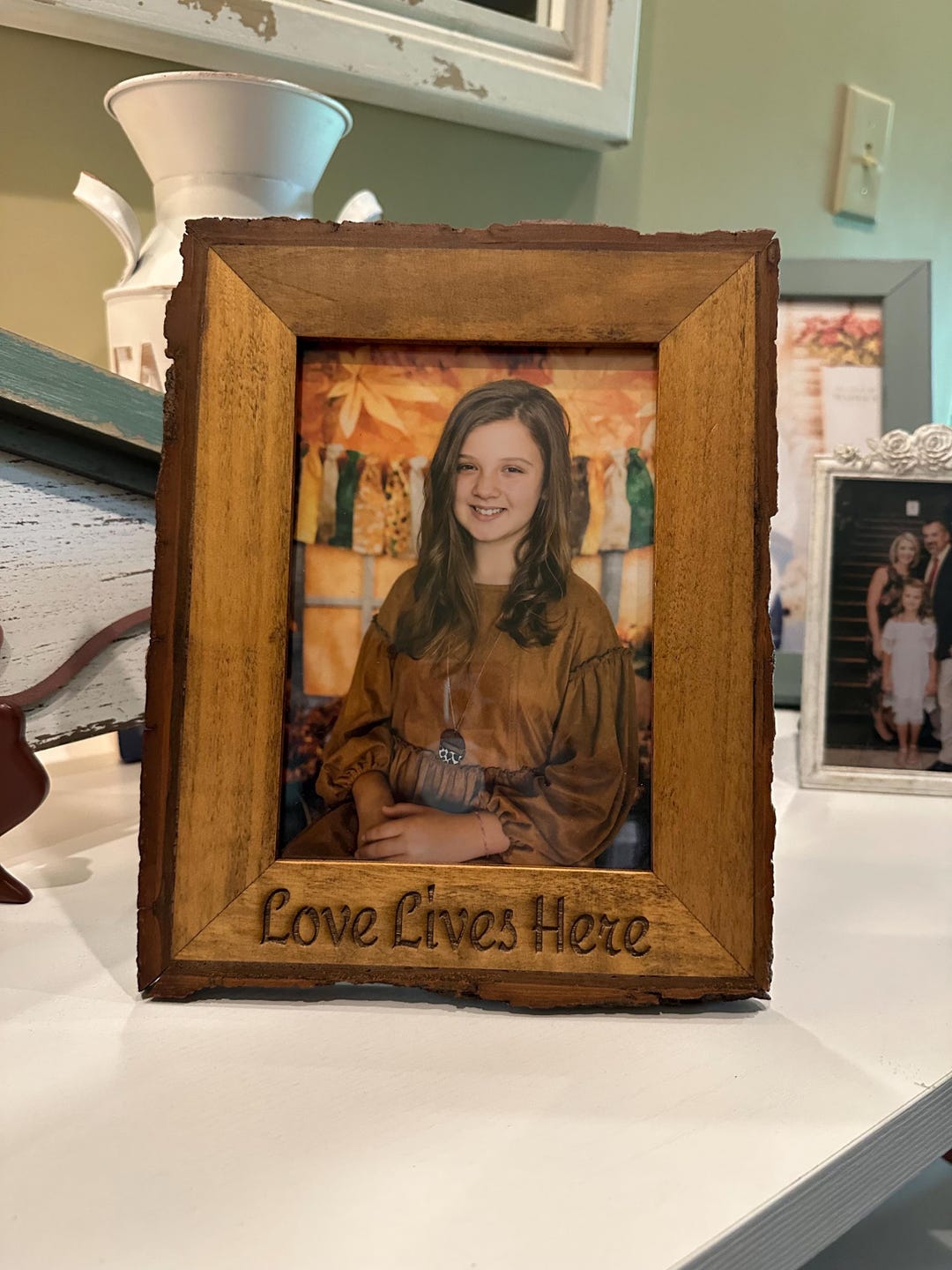 Laser Engraved Rustic Wood Picture Frame 5x7 - "love Lives Here" - Etsy